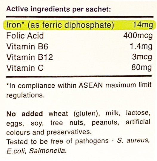 "OCEAN HEALTH" FAST ABSORB IRON ENERGY FORMULA 28 SACHETS